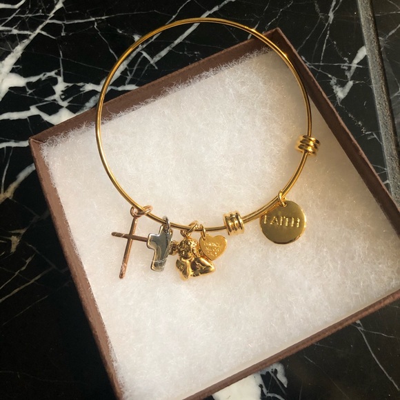 Jewelry | Nwt Gold Bangle With Christian Themesmotifs | Poshmark